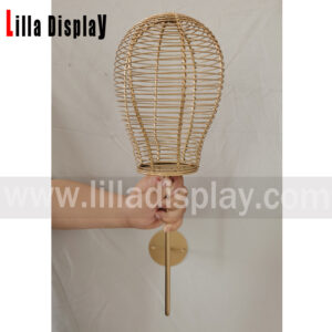 gold color wall mounted metal wigs display mannequin head WWS01