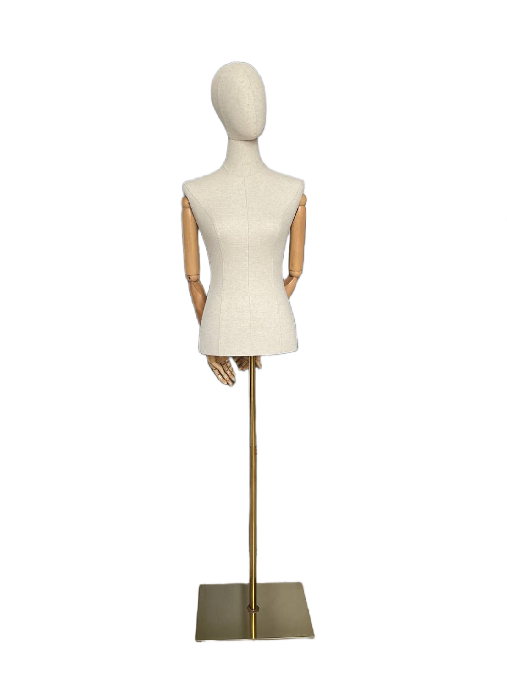 Mannequin féminin en lin naturel, taille M/L, Base dorée réglable, bras ...