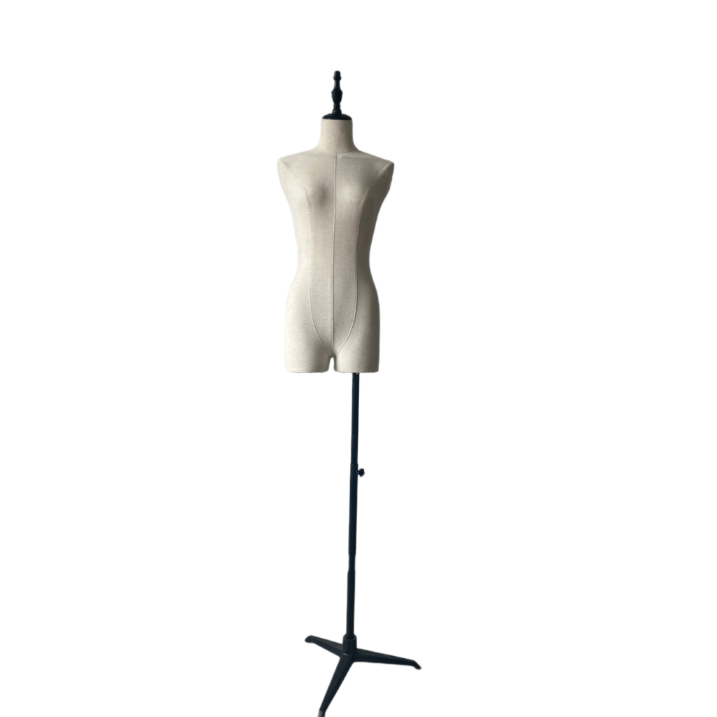 Adjustable Black Tripod Base Black Wooden Cap Linen Female Mannequin ...